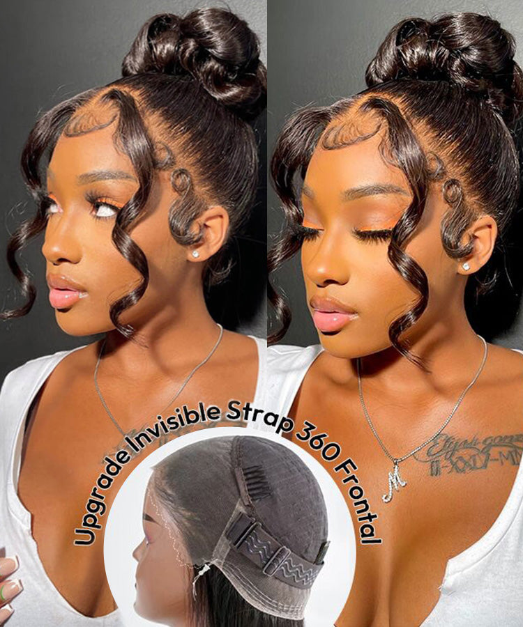 Invisible Drawstring Straps Fitted Glueless 360 Lace Wig Silky Straight ...
