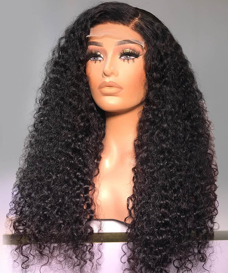 Curly Wave Lace Closure Wig Transparent Lace Front Kinky Curly Hair Wi ...