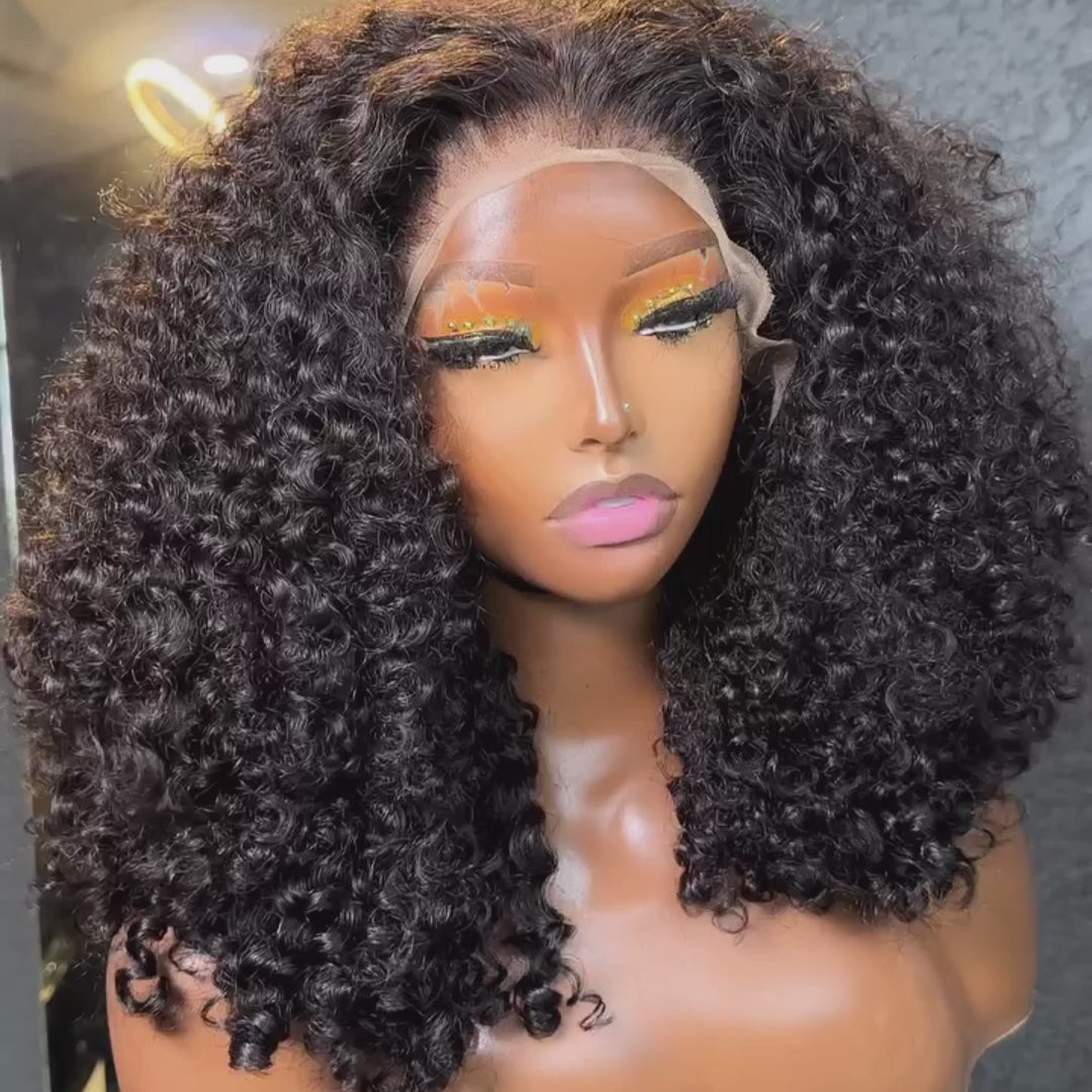 Ready & Go 250% Density Popping Curly HD Lace Front Wigs Medium Length ...